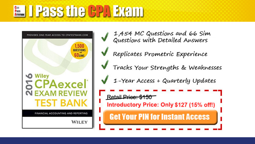Wiley CPA Review 2019: Test Bank at 15% Discount This Month!